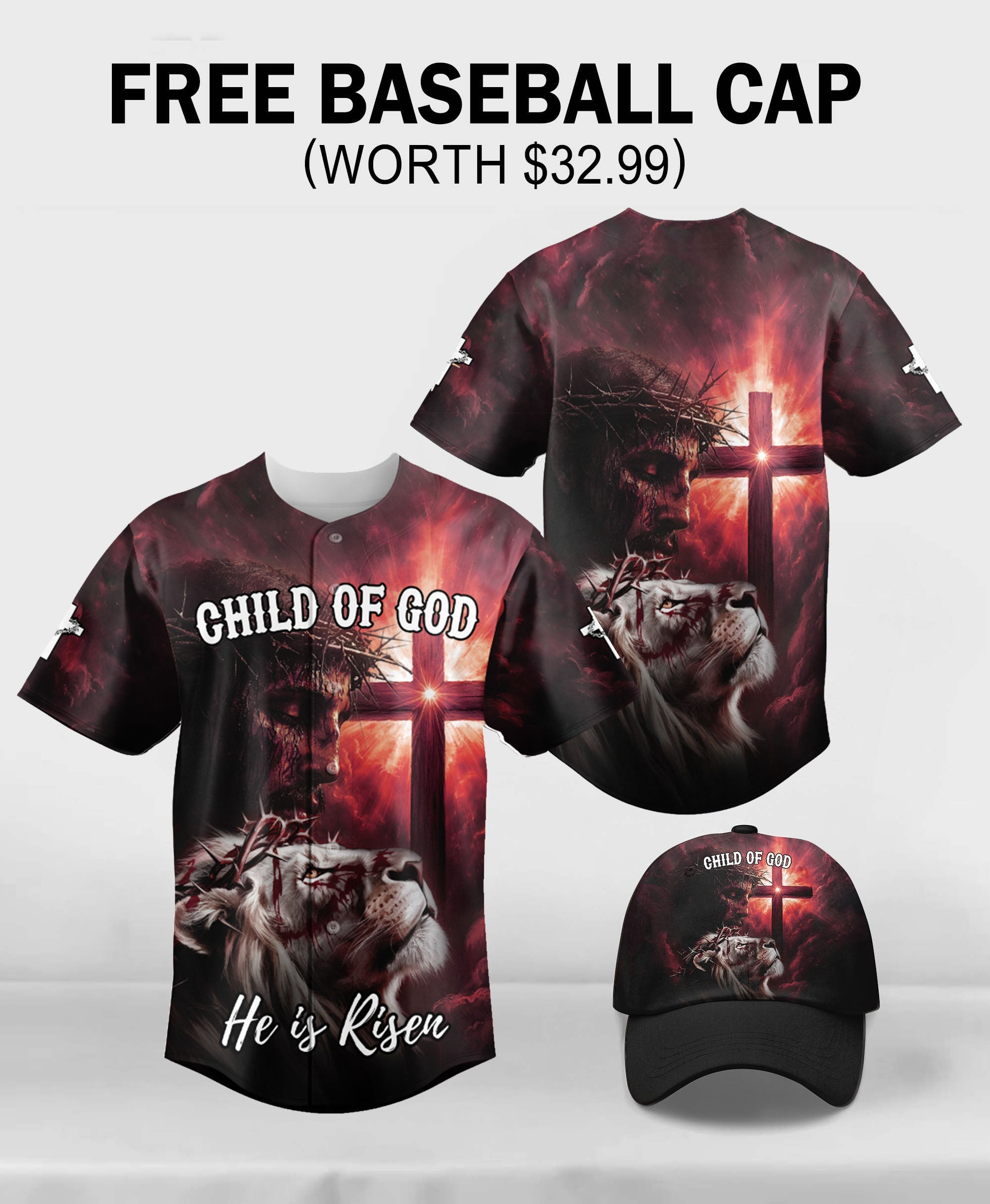Child of God Red Cross Baseball Jersey Deal – Thefaithluxe